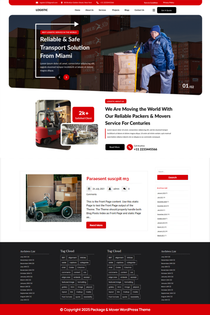 Free Packers WordPress Theme For Reliable Moving Services – THEMESPRIDE