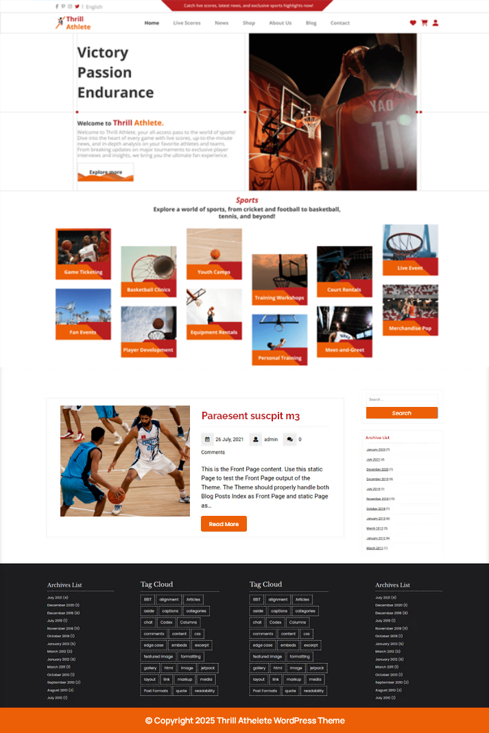 Free Sports WordPress Theme – Ideal For Athletic Websites – THEMESPRIDE