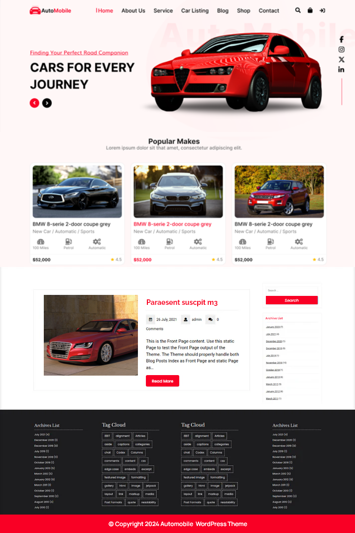 Free Car WordPress Theme For Automotive Websites & Blogs – THEMESPRIDE