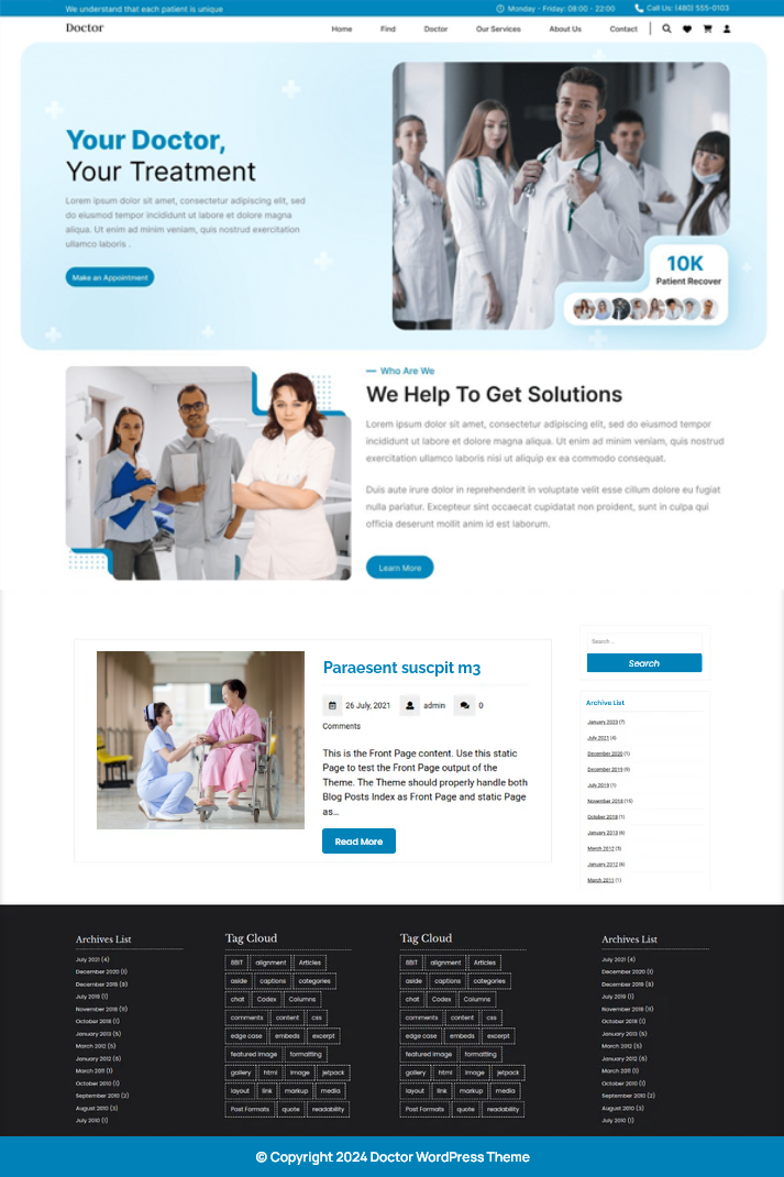 Free Doctor WordPress Theme For Medical Professionals