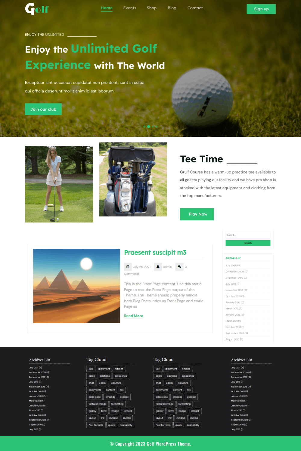 Master Your Online Presence: Free Golf Course WordPress Theme – THEMESPRIDE