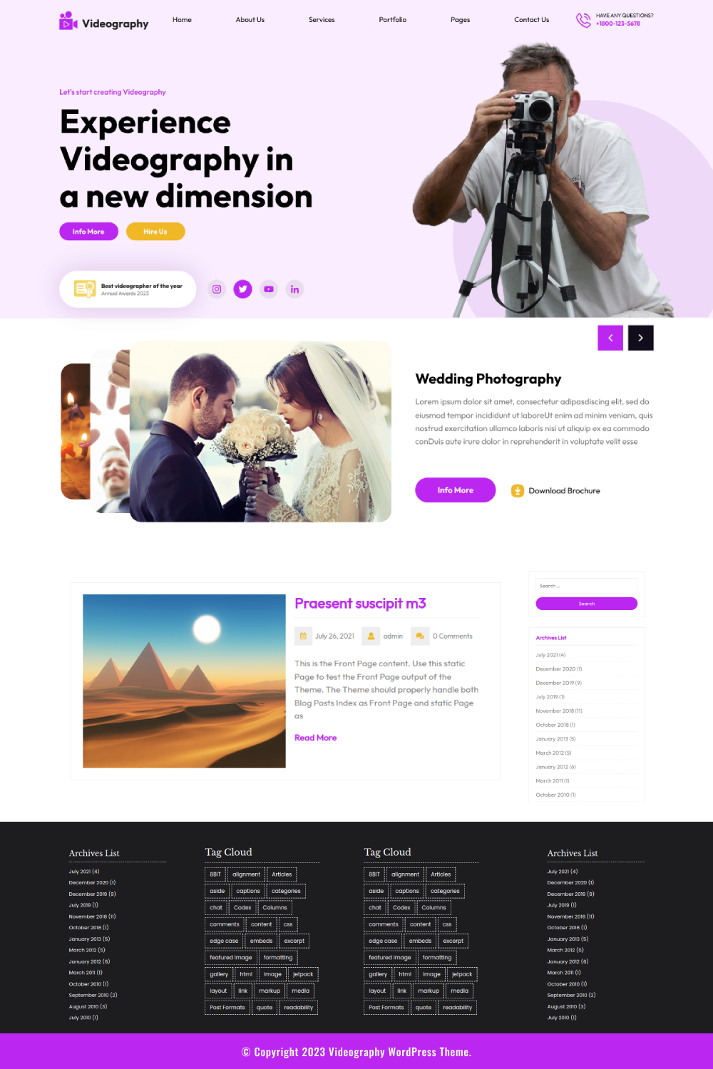 Cinematic Creativity: Free Videographer WordPress Theme – THEMESPRIDE