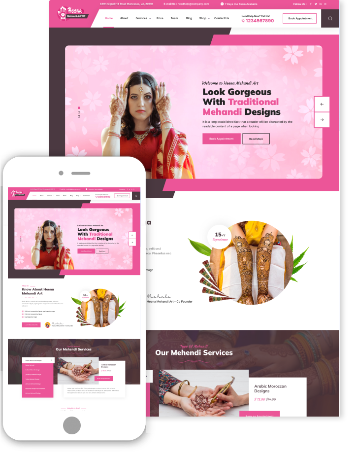 Mehndi Artist WordPress Theme – THEMESPRIDE