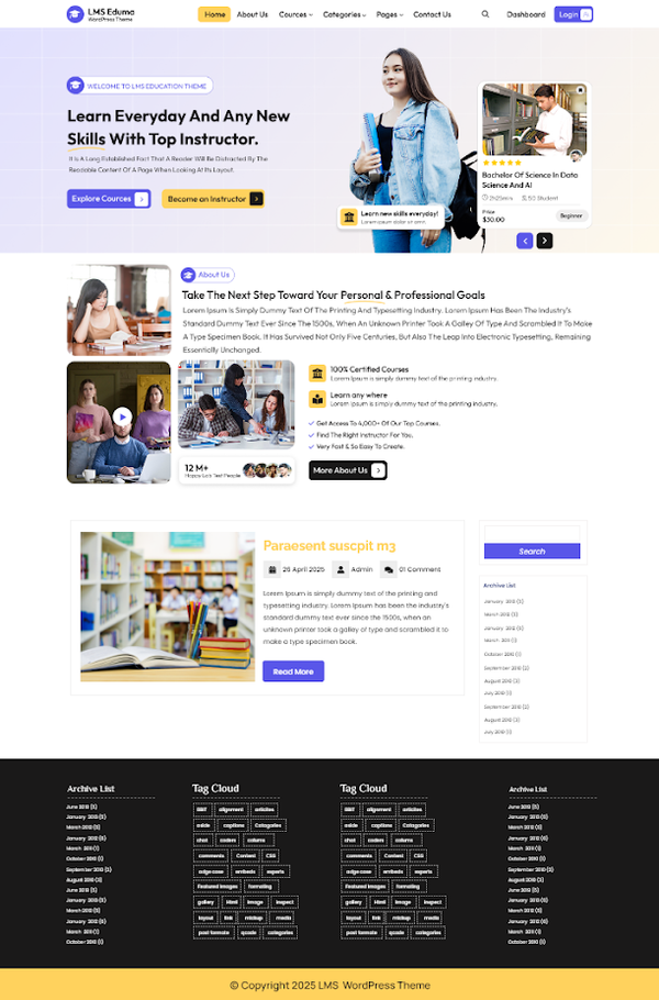LMS Theme for Professional Online Course Platform Suite